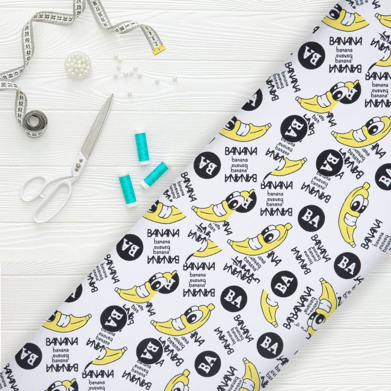 White And Yellow Kids Pattern Digital Print Lycra Fabric – Fabmyntra