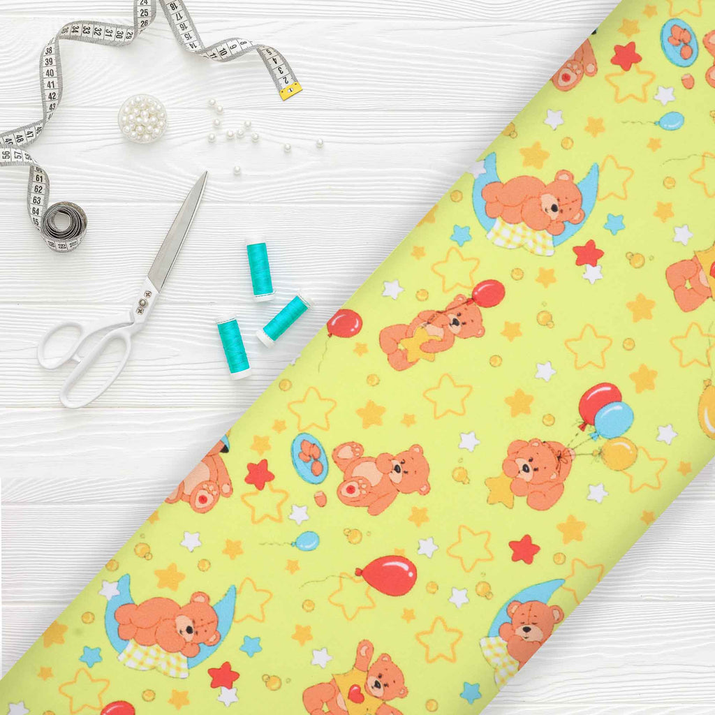 Yellow And Red Kids Pattern Digital Print Satin Cotton Fabric – Fabmyntra